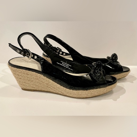 Merona | Shoes | Merona Wedges Black Patent Leather Look Sz 8 New ...
